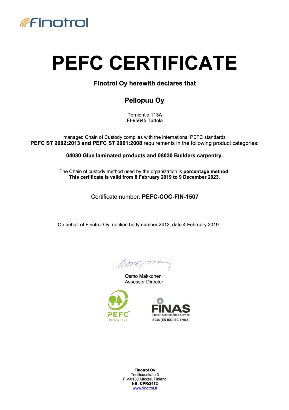 Material Certificates - Scandinavian