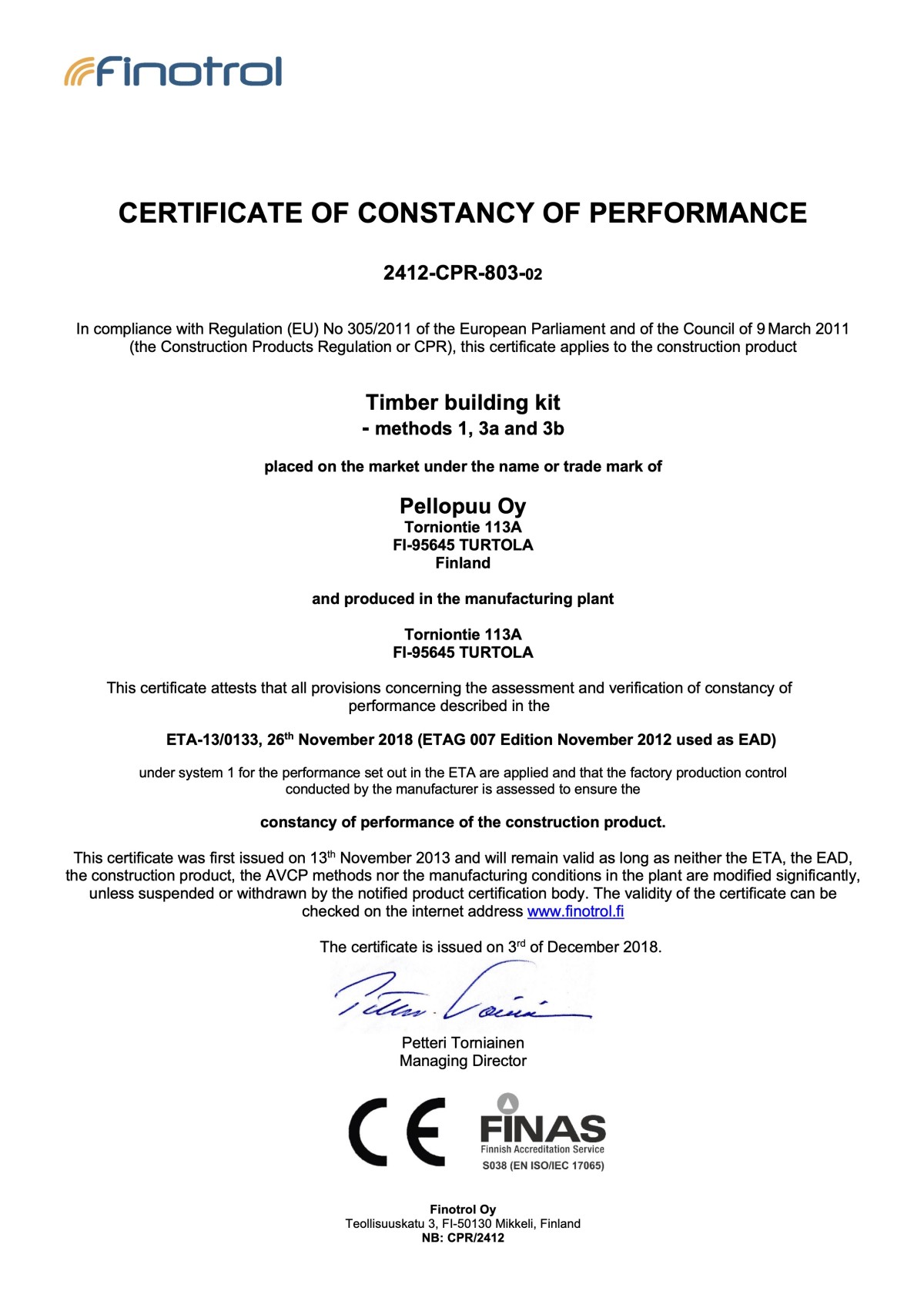 Material Certificates - Scandinavian